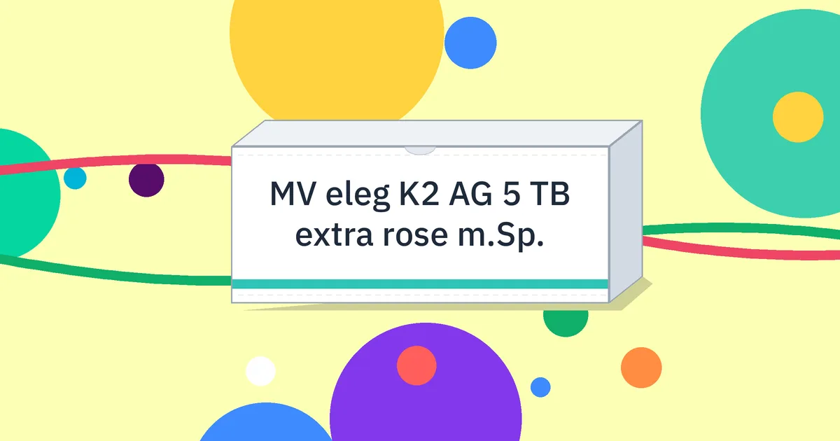 Symbolbild: Packung mit der Aufschrift MV eleg K2 AG 5 TB extra rose m.Sp. (PZN 14699268) – Verfügbarkeit und Bezug in Apotheken in Frankfurt am Main