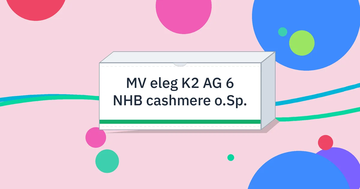 Symbolbild: Packung mit der Aufschrift MV eleg K2 AG 6 NHB cashmere o.Sp. (PZN 15729913) – Verfügbarkeit und Bezug in Apotheken in Frankfurt am Main