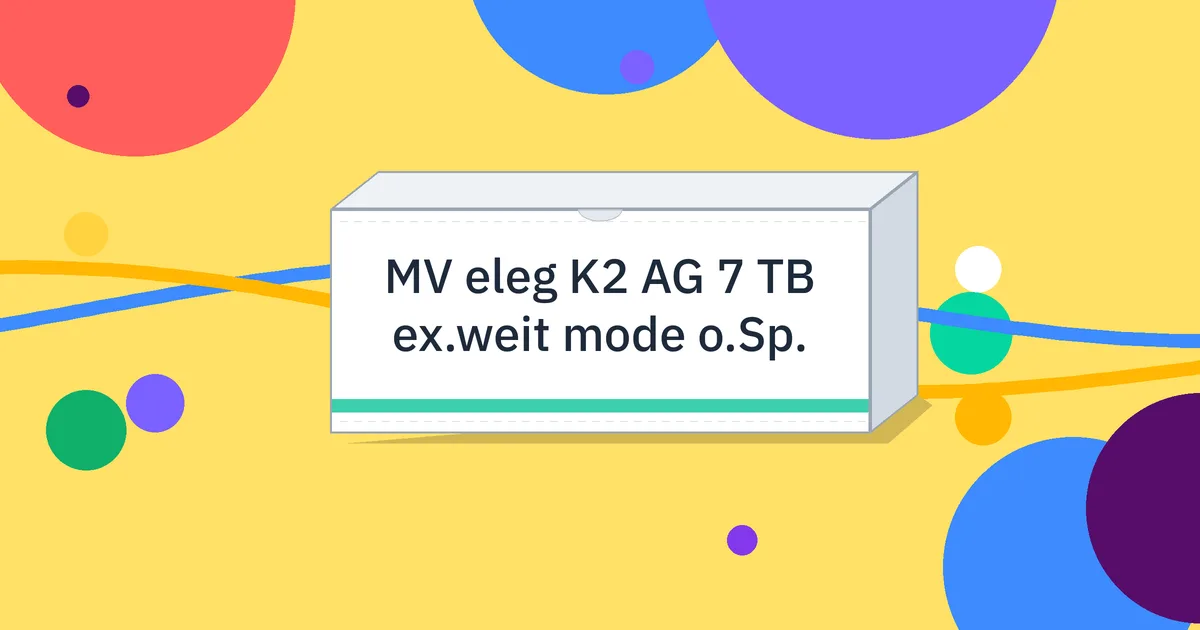 Symbolbild: Packung mit der Aufschrift MV eleg K2 AG 7 TB ex.weit mode o.Sp. (PZN 09877880) – Verfügbarkeit und Bezug in Apotheken in Frankfurt am Main