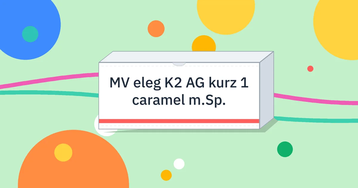 Symbolbild: Packung mit der Aufschrift MV eleg K2 AG kurz 1 caramel m.Sp. (PZN 00530979) – Verfügbarkeit und Bezug in Apotheken in Frankfurt am Main