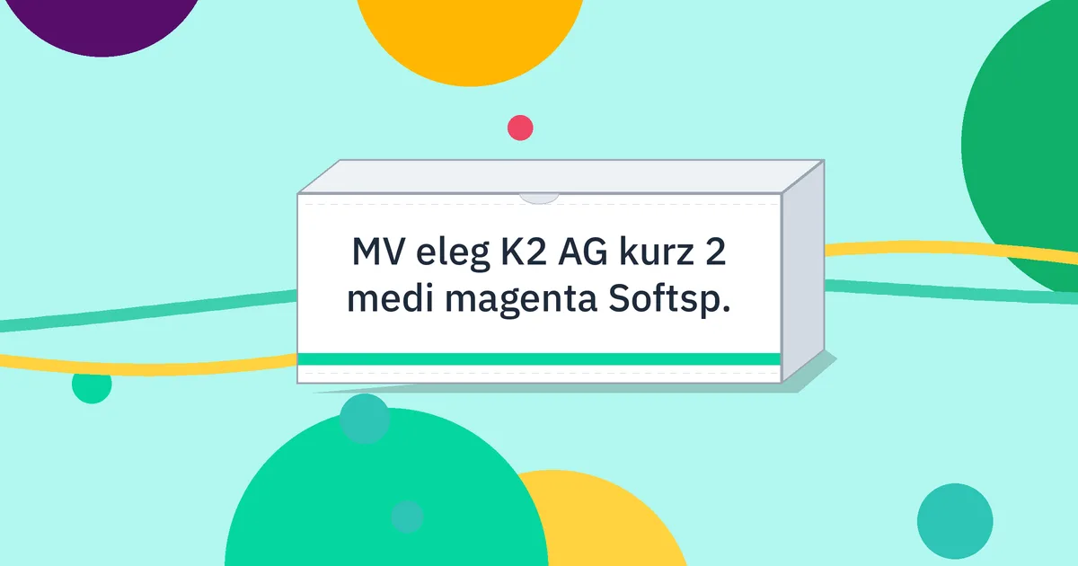 Symbolbild: Packung mit der Aufschrift MV eleg K2 AG kurz 2 medi magenta Softsp. (PZN 14638025) – Verfügbarkeit und Bezug in Apotheken in Frankfurt am Main