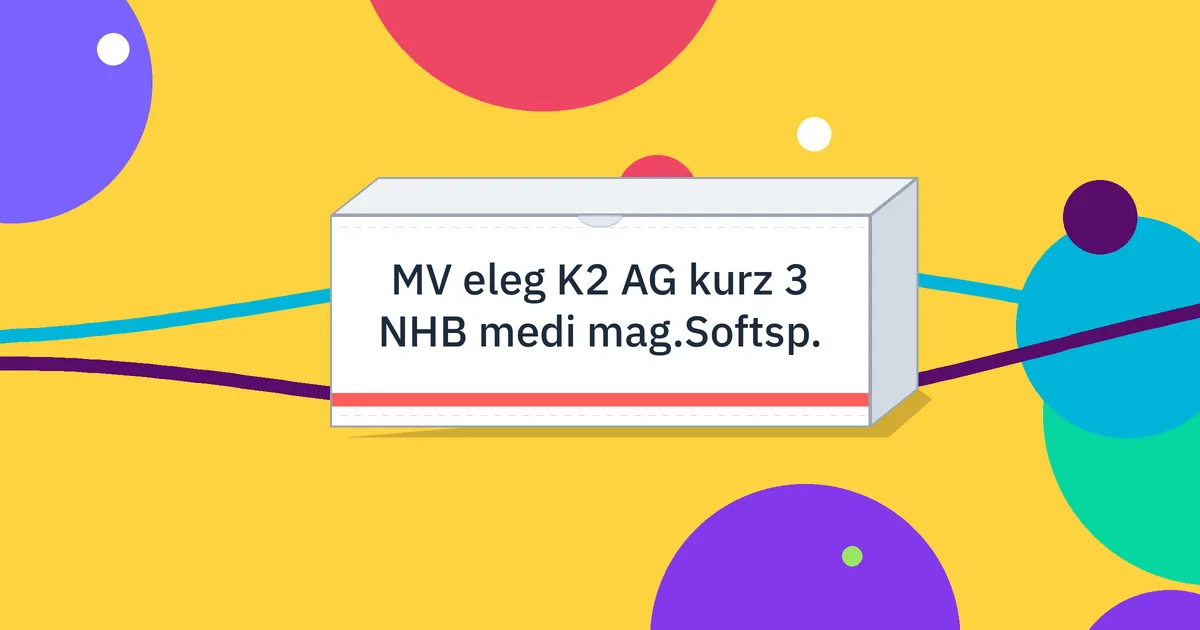 Symbolbild: Packung mit der Aufschrift MV eleg K2 AG kurz 3 NHB medi mag.Softsp. (PZN 15716371) – Verfügbarkeit und Bezug in Apotheken in Frankfurt am Main