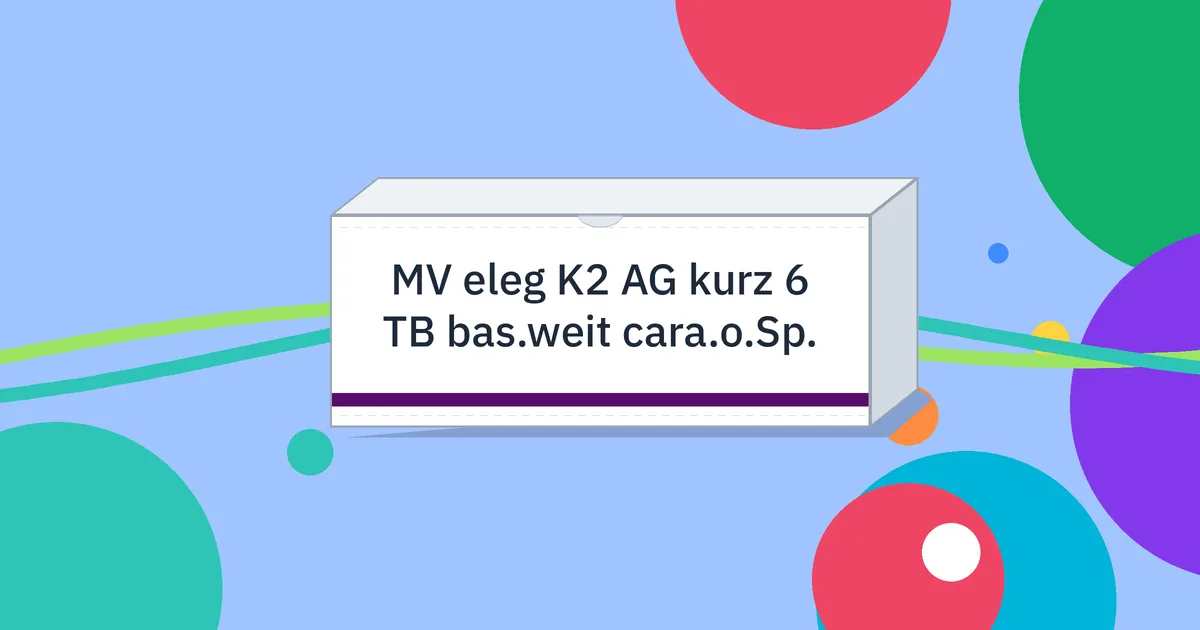 Symbolbild: Packung mit der Aufschrift MV eleg K2 AG kurz 6 TB bas.weit cara.o.Sp. (PZN 00190561) – Verfügbarkeit und Bezug in Apotheken in Frankfurt am Main