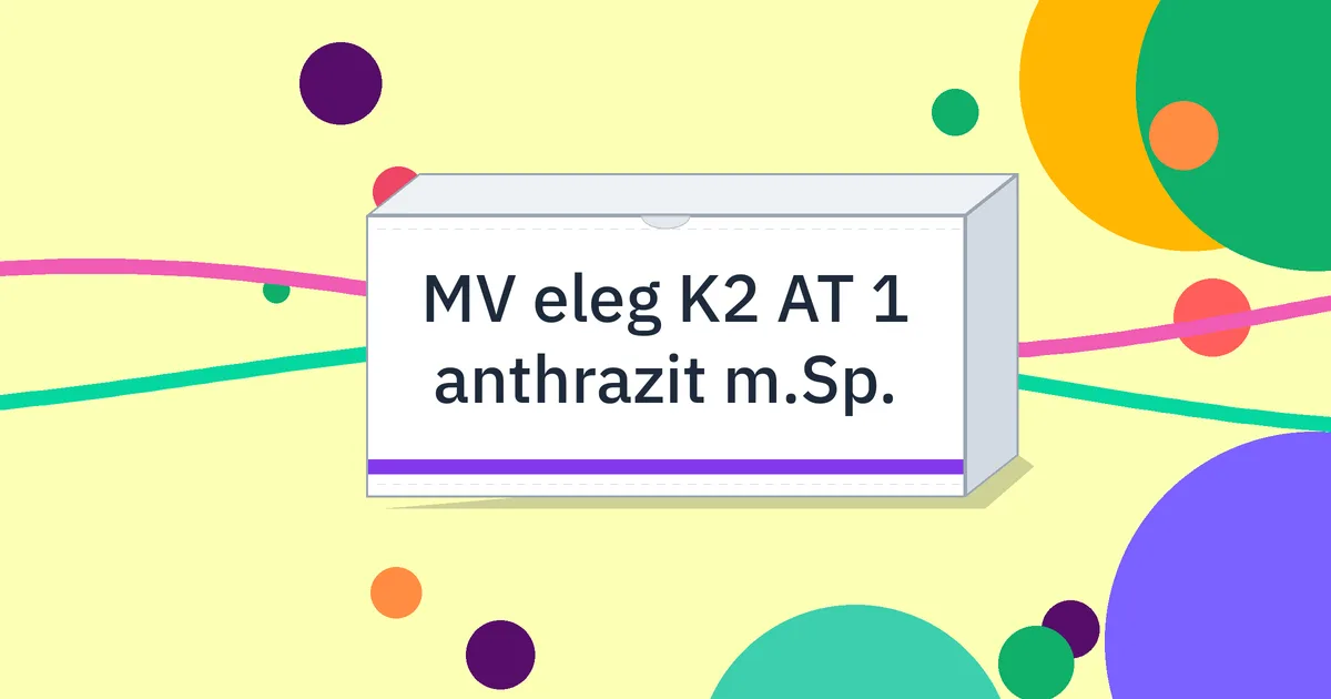 Symbolbild: Packung mit der Aufschrift MV eleg K2 AT 1 anthrazit m.Sp. (PZN 00642804) – Verfügbarkeit und Bezug in Apotheken in Frankfurt am Main