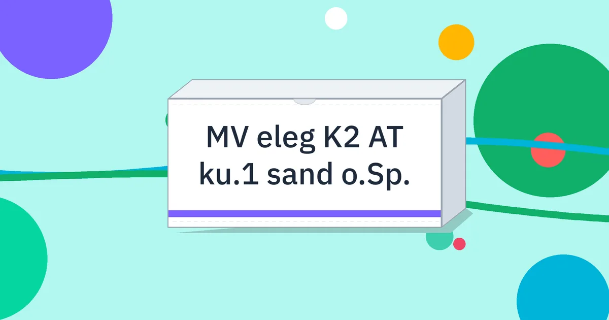 Symbolbild: Packung mit der Aufschrift MV eleg K2 AT ku.1 sand o.Sp. (PZN 18923113) – Verfügbarkeit und Bezug in Apotheken in Frankfurt am Main