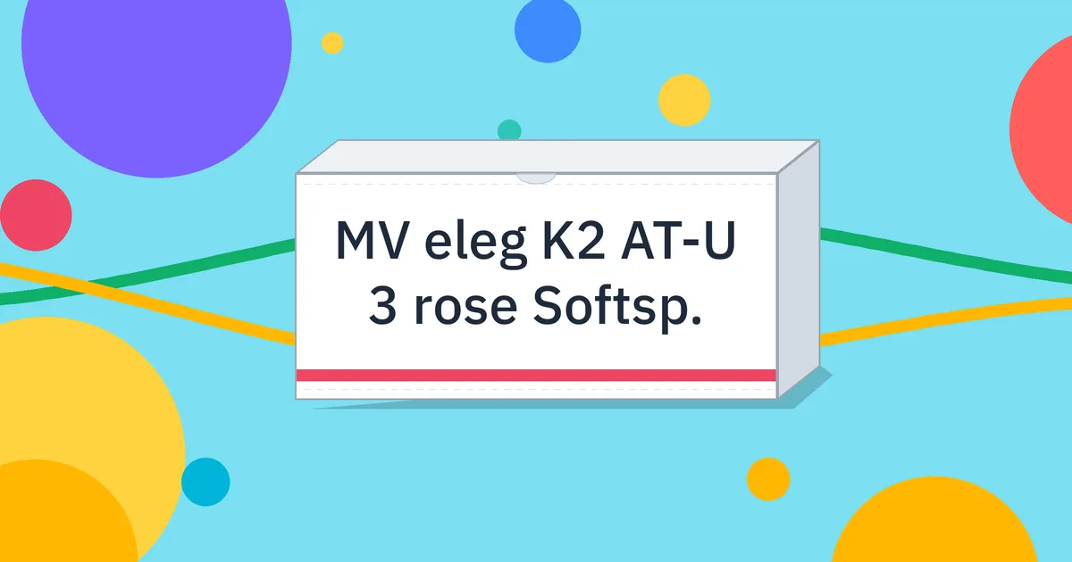 Symbolbild: Packung mit der Aufschrift MV eleg K2 AT-U 3 rose Softsp. (PZN 15291121) – Verfügbarkeit und Bezug in Apotheken in Frankfurt am Main