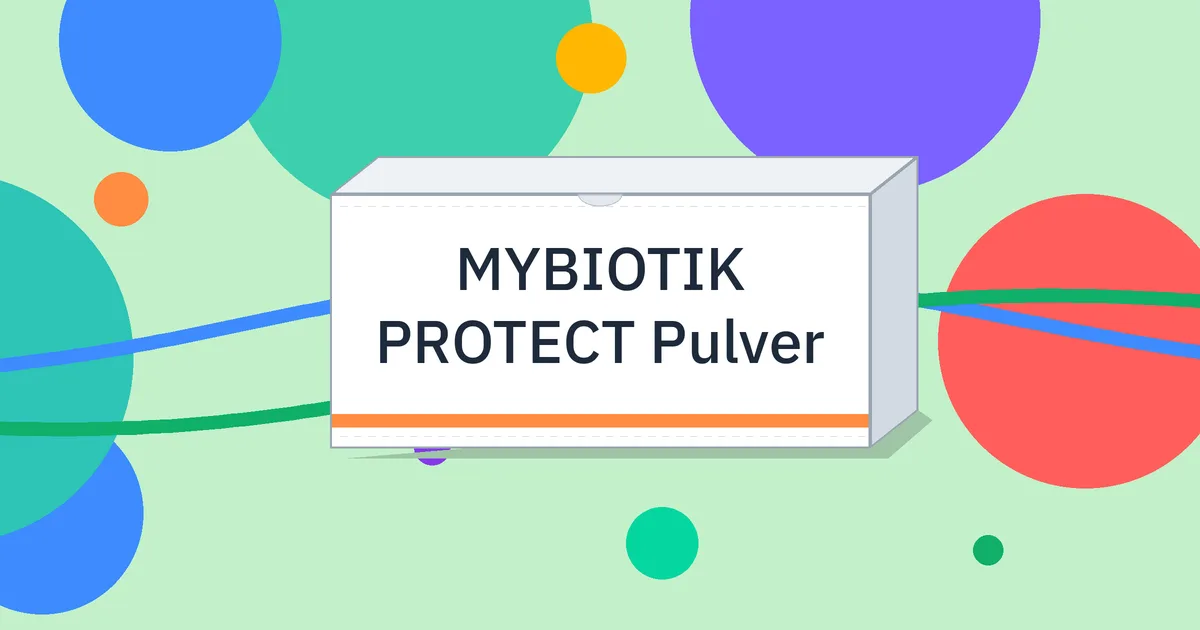 Symbolbild: Packung mit der Aufschrift MYBIOTIK PROTECT Pulver (PZN 15890850) – Verfügbarkeit und Bezug in Apotheken in Frankfurt am Main