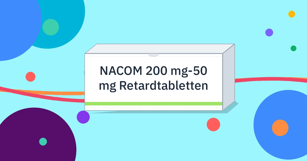 Symbolbild: Packung mit der Aufschrift NACOM 200 mg-50 mg Retardtabletten (PZN 04299332) – Verfügbarkeit und Bezug in Apotheken in Frankfurt am Main