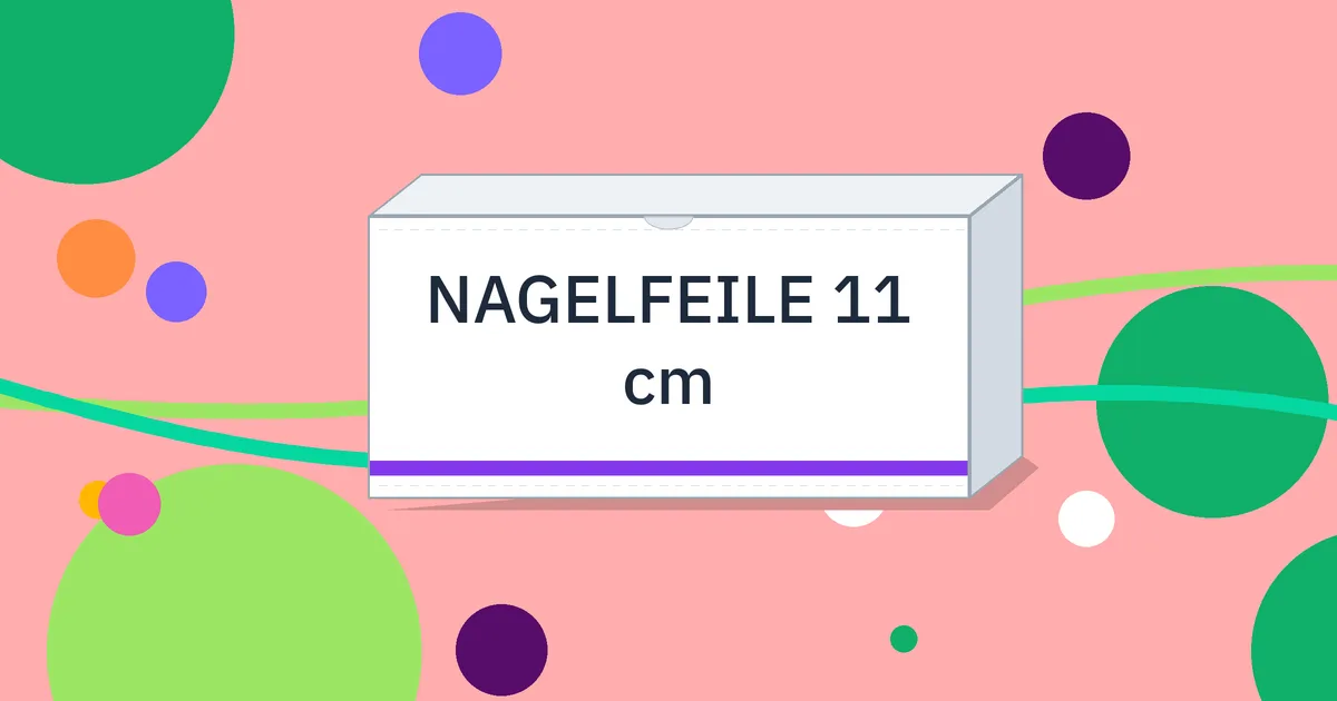 Symbolbild: Packung mit der Aufschrift NAGELFEILE 11 cm (PZN 00069871) – Verfügbarkeit und Bezug in Apotheken in Frankfurt am Main