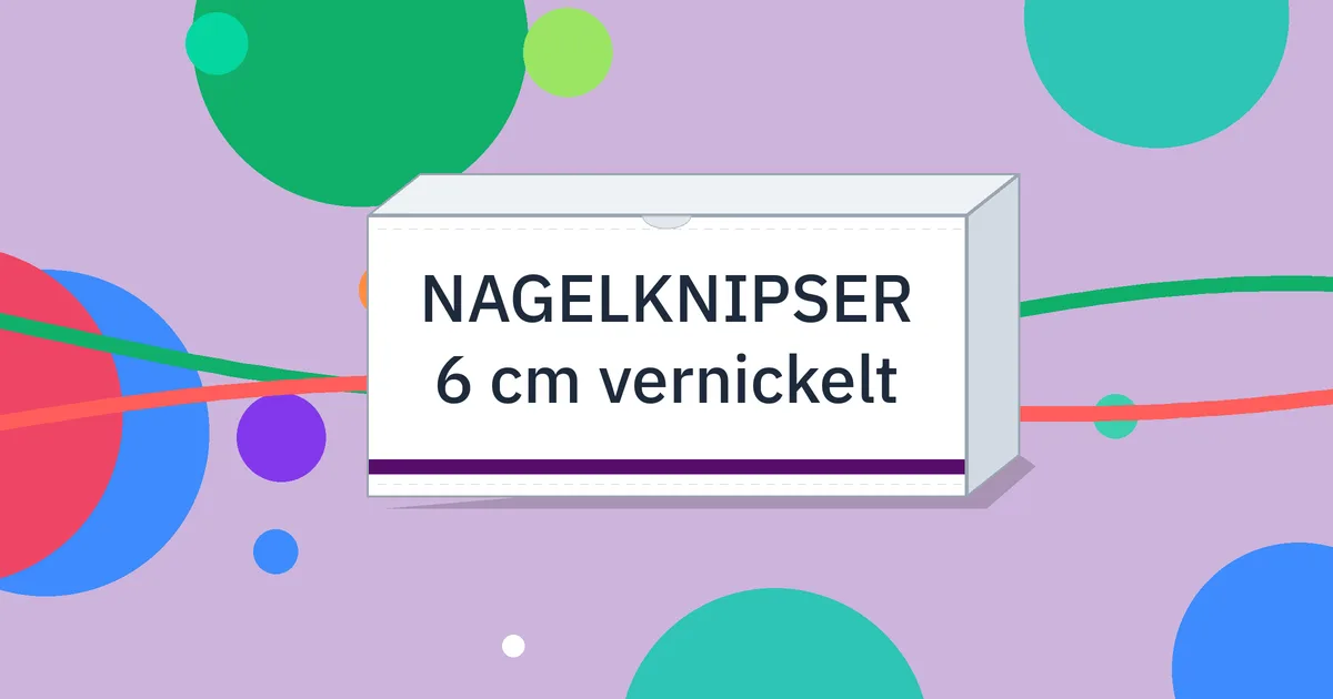 Symbolbild: Packung mit der Aufschrift NAGELKNIPSER 6 cm vernickelt (PZN 18106868) – Verfügbarkeit und Bezug in Apotheken in Frankfurt am Main