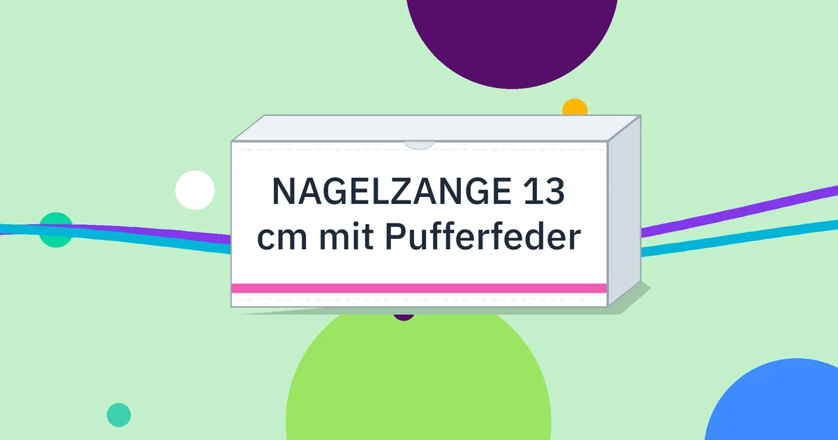 Symbolbild: Packung mit der Aufschrift NAGELZANGE 13 cm mit Pufferfeder (PZN 09330489) – Verfügbarkeit und Bezug in Apotheken in Frankfurt am Main