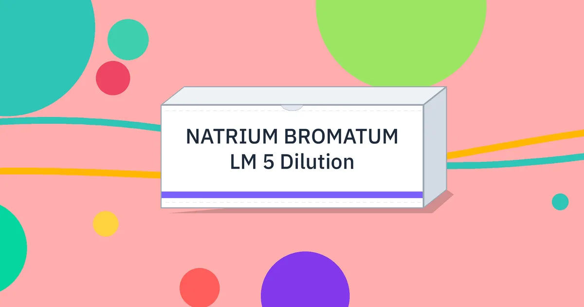 Symbolbild: Packung mit der Aufschrift NATRIUM BROMATUM LM 5 Dilution (PZN 12961124) – Verfügbarkeit und Bezug in Apotheken in Frankfurt am Main