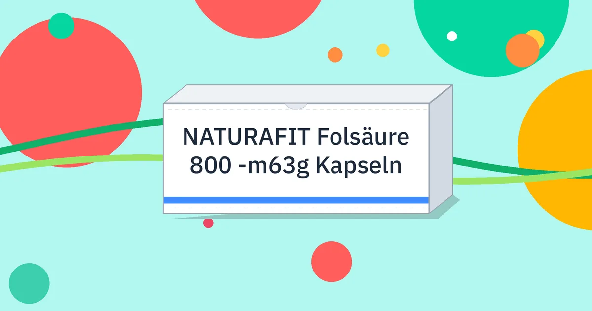 Symbolbild: Packung mit der Aufschrift NATURAFIT Folsäure 800 -m63g Kapseln (PZN 13329718) – Verfügbarkeit und Bezug in Apotheken in Frankfurt am Main