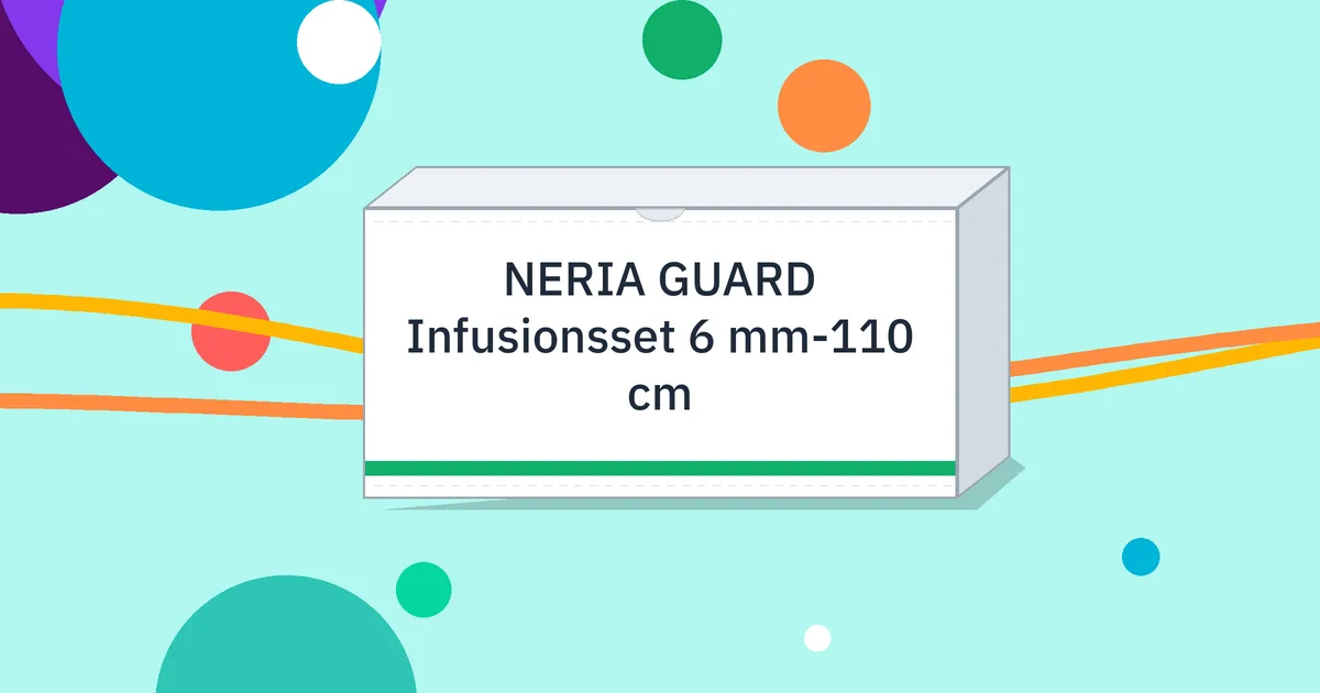 Symbolbild: Packung mit der Aufschrift NERIA GUARD Infusionsset 6 mm-110 cm (PZN 16237081) – Verfügbarkeit und Bezug in Apotheken in Frankfurt am Main