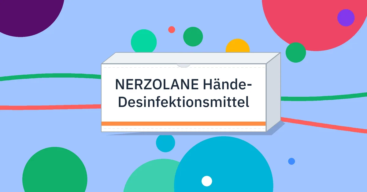 Symbolbild: Packung mit der Aufschrift NERZOLANE Hände-Desinfektionsmittel (PZN 16624145) – Verfügbarkeit und Bezug in Apotheken in Frankfurt am Main