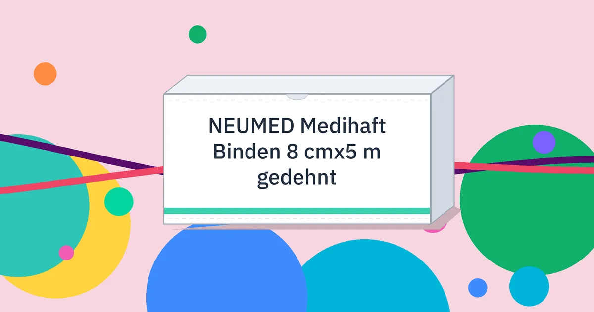 Symbolbild: Packung mit der Aufschrift NEUMED Medihaft Binden 8 cmx5 m gedehnt (PZN 04480333) – Verfügbarkeit und Bezug in Apotheken in Frankfurt am Main