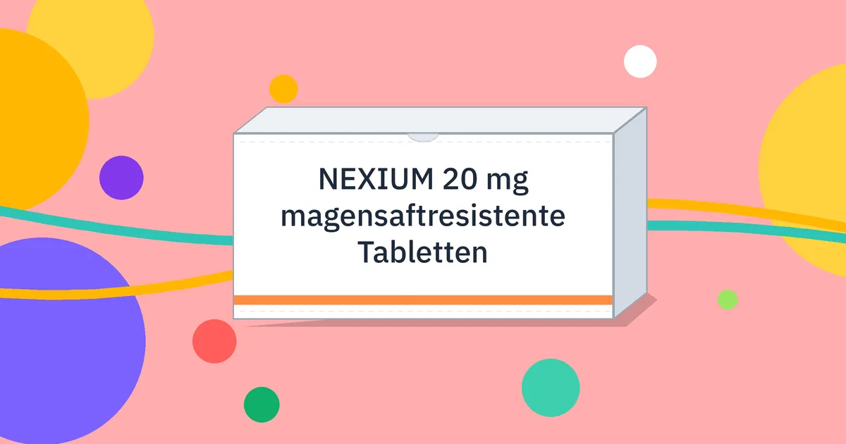 Symbolbild: Packung mit der Aufschrift NEXIUM 20 mg magensaftresistente Tabletten (PZN 16385539) – Verfügbarkeit und Bezug in Apotheken in Frankfurt am Main