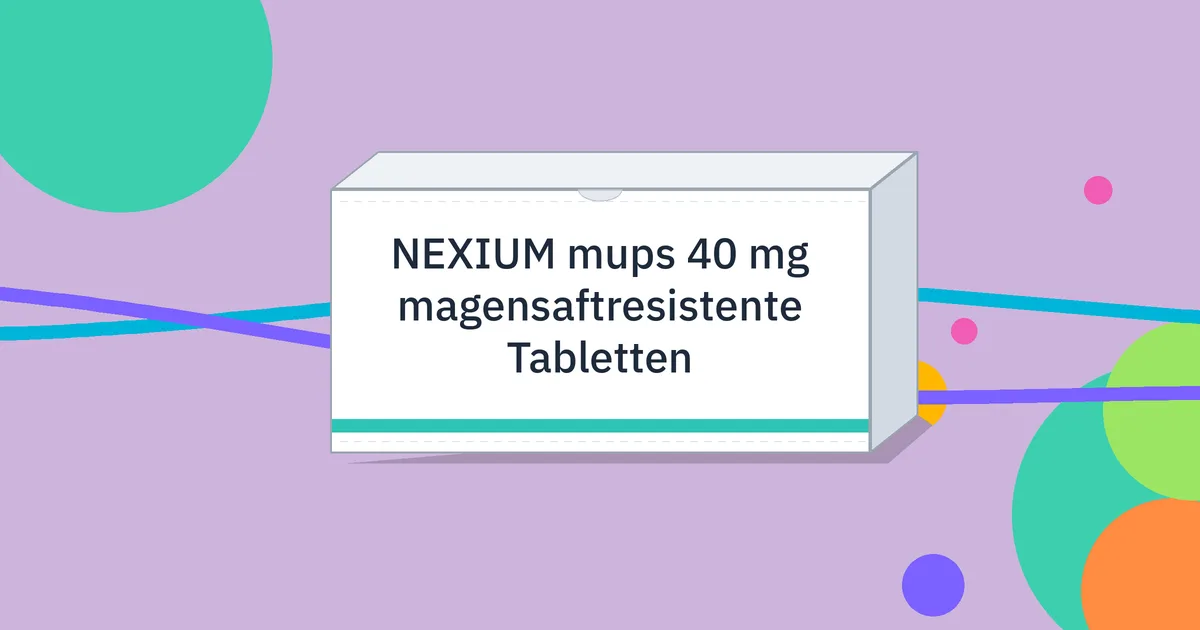 Symbolbild: Packung mit der Aufschrift NEXIUM mups 40 mg magensaftresistente Tabletten (PZN 01340175) – Verfügbarkeit und Bezug in Apotheken in Frankfurt am Main