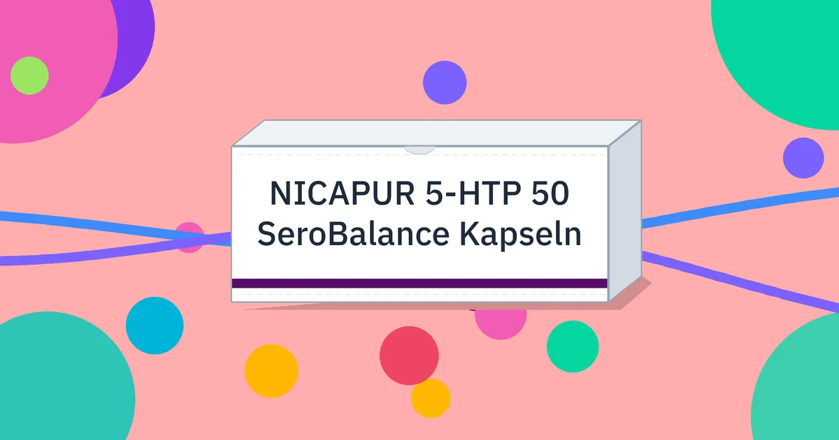 Symbolbild: Packung mit der Aufschrift NICAPUR 5-HTP 50 SeroBalance Kapseln (PZN 19834558) – Verfügbarkeit und Bezug in Apotheken in Frankfurt am Main