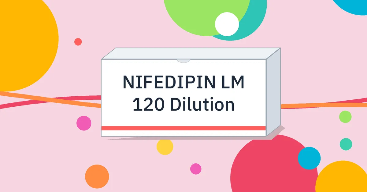 Symbolbild: Packung mit der Aufschrift NIFEDIPIN LM 120 Dilution (PZN 12969841) – Verfügbarkeit und Bezug in Apotheken in Frankfurt am Main