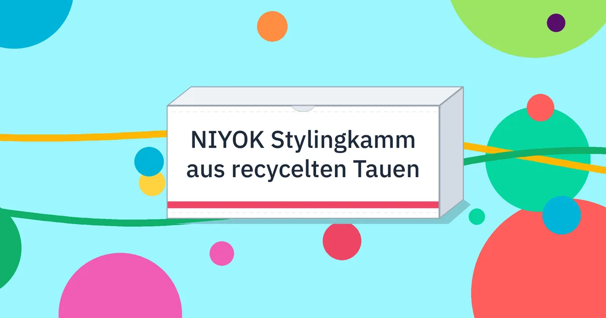 Symbolbild: Packung mit der Aufschrift NIYOK Stylingkamm aus recycelten Tauen (PZN 20644745) – Verfügbarkeit und Bezug in Apotheken in Frankfurt am Main