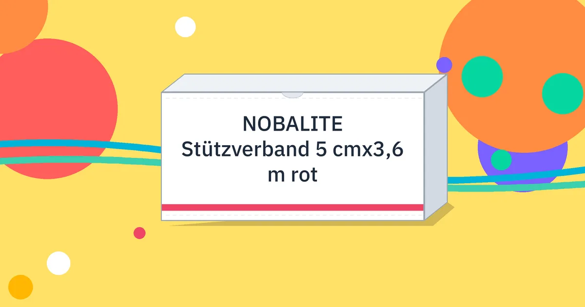 Symbolbild: Packung mit der Aufschrift NOBALITE Stützverband 5 cmx3,6 m rot (PZN 14292992) – Verfügbarkeit und Bezug in Apotheken in Frankfurt am Main