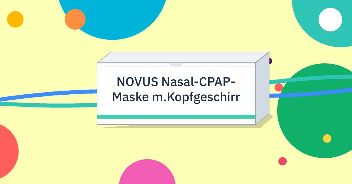 Symbolbild: Packung mit der Aufschrift NOVUS Nasal-CPAP-Maske m.Kopfgeschirr (PZN 17431402) – Verfügbarkeit und Bezug in Apotheken in Frankfurt am Main