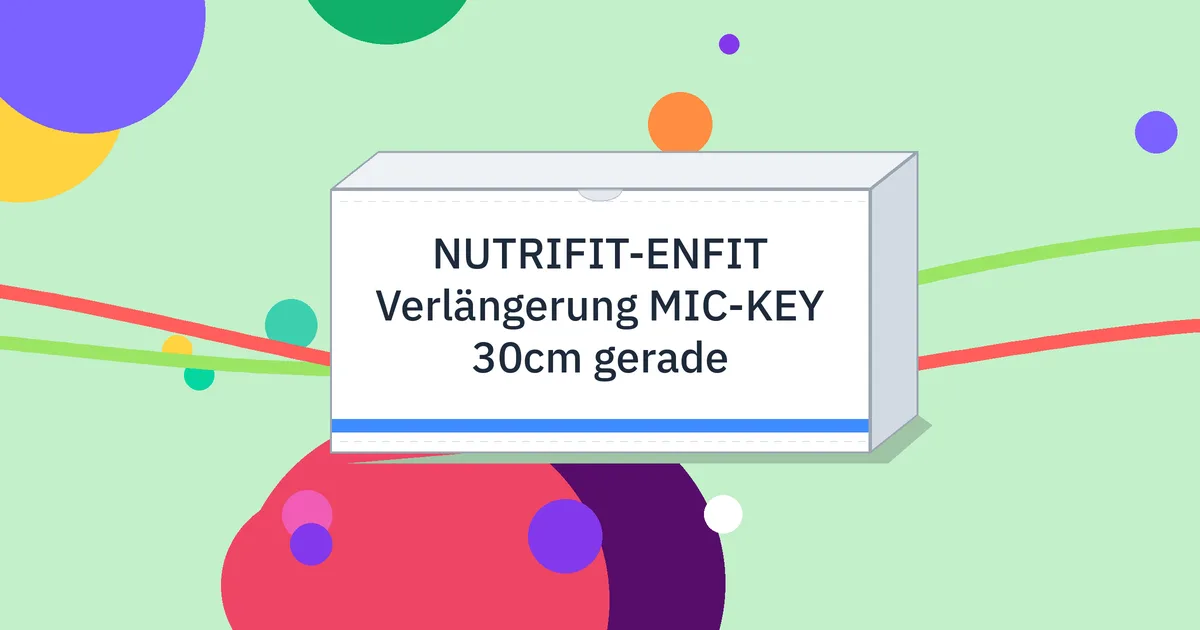 Symbolbild: Packung mit der Aufschrift NUTRIFIT-ENFIT Verlängerung MIC-KEY 30cm gerade (PZN 14174726) – Verfügbarkeit und Bezug in Apotheken in Frankfurt am Main
