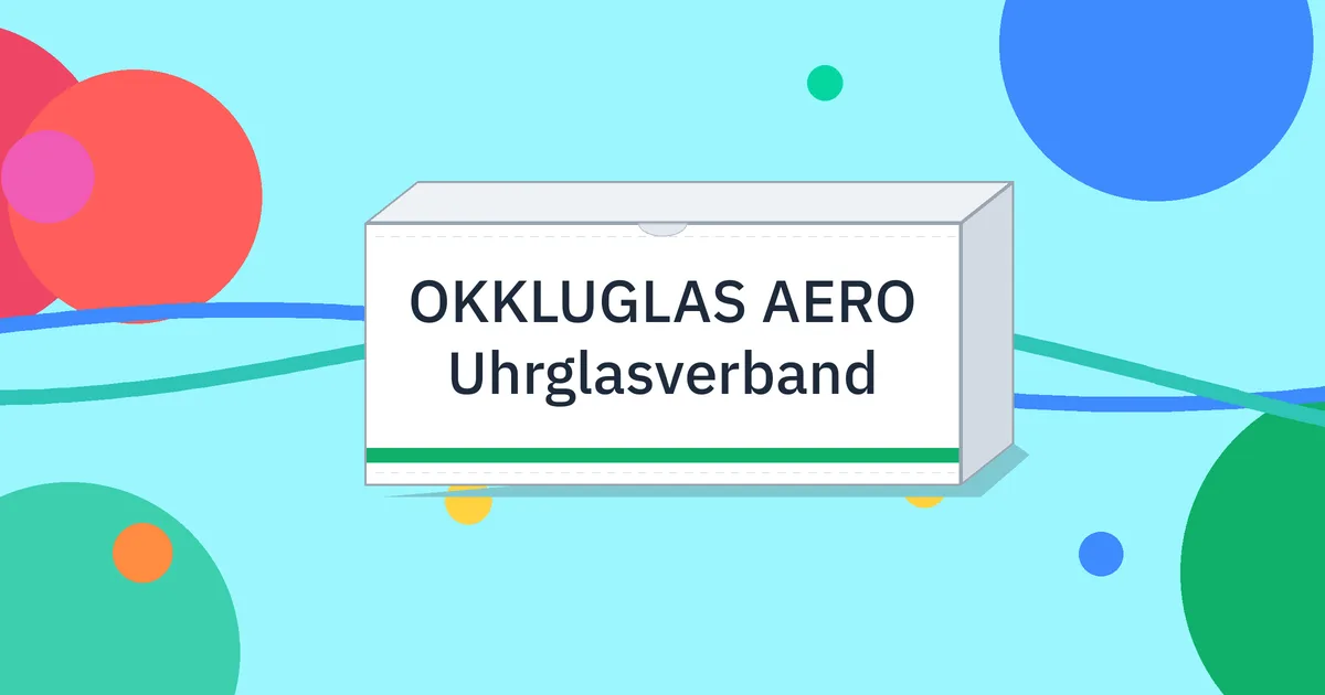 Symbolbild: Packung mit der Aufschrift OKKLUGLAS AERO Uhrglasverband (PZN 04173602) – Verfügbarkeit und Bezug in Apotheken in Frankfurt am Main