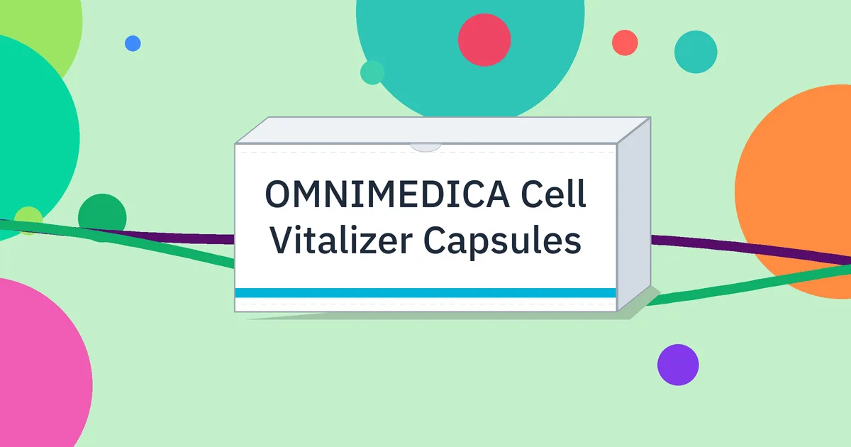 Symbolbild: Packung mit der Aufschrift OMNIMEDICA Cell Vitalizer Capsules (PZN 19142636) – Verfügbarkeit und Bezug in Apotheken in Frankfurt am Main