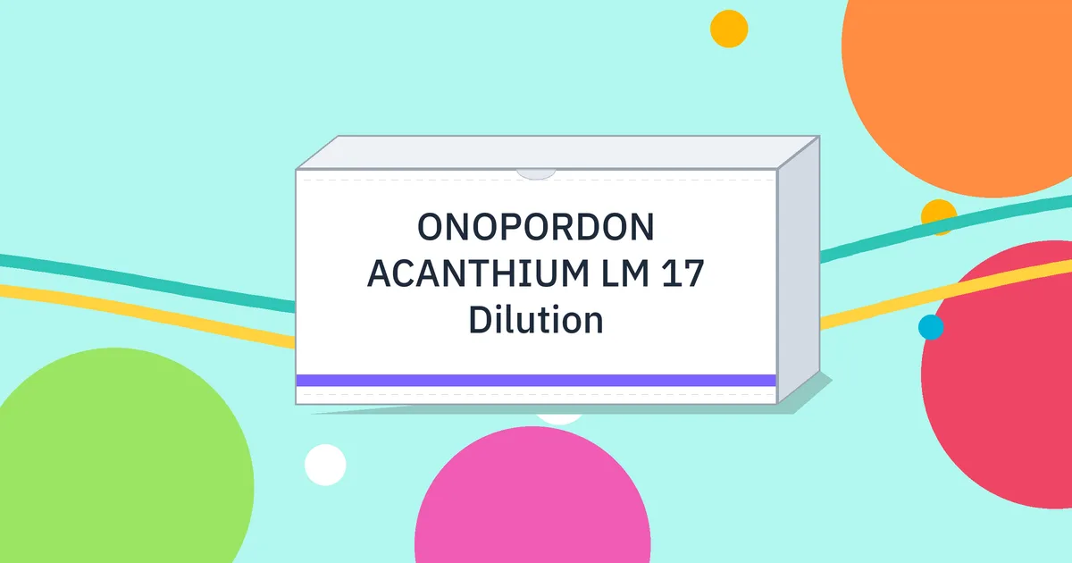 Symbolbild: Packung mit der Aufschrift ONOPORDON ACANTHIUM LM 17 Dilution (PZN 13626215) – Verfügbarkeit und Bezug in Apotheken in Frankfurt am Main