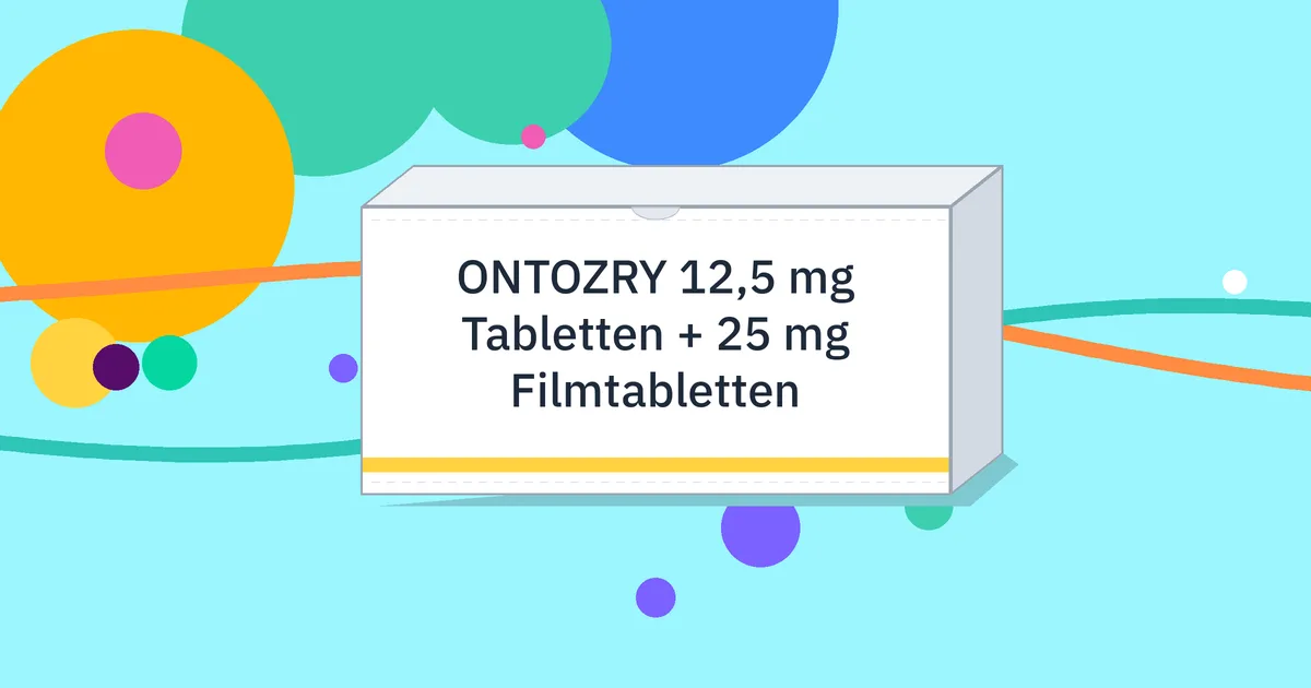 Symbolbild: Packung mit der Aufschrift ONTOZRY 12,5 mg Tabletten + 25 mg Filmtabletten (PZN 17259297) – Verfügbarkeit und Bezug in Apotheken in Frankfurt am Main