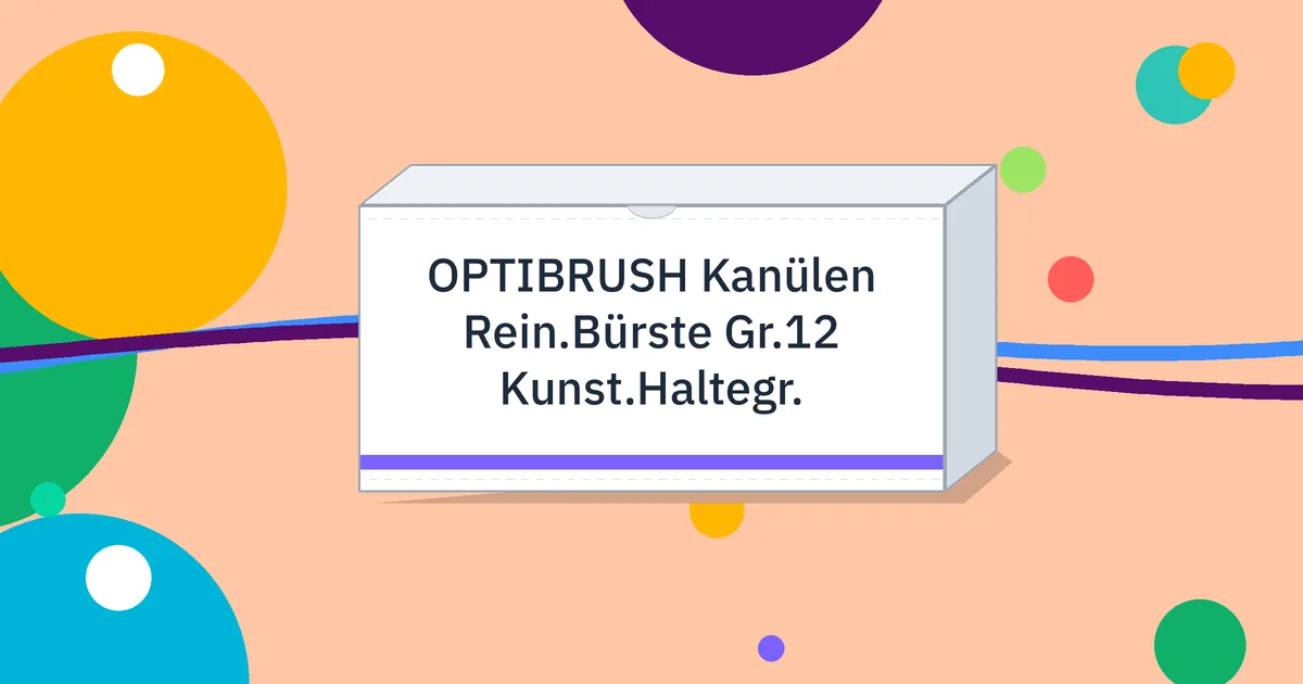 Symbolbild: Packung mit der Aufschrift OPTIBRUSH Kanülen Rein.Bürste Gr.12 Kunst.Haltegr. (PZN 11168702) – Verfügbarkeit und Bezug in Apotheken in Frankfurt am Main