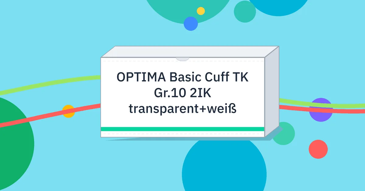 Symbolbild: Packung mit der Aufschrift OPTIMA Basic Cuff TK Gr.10 2IK transparent+weiß (PZN 10287787) – Verfügbarkeit und Bezug in Apotheken in Frankfurt am Main