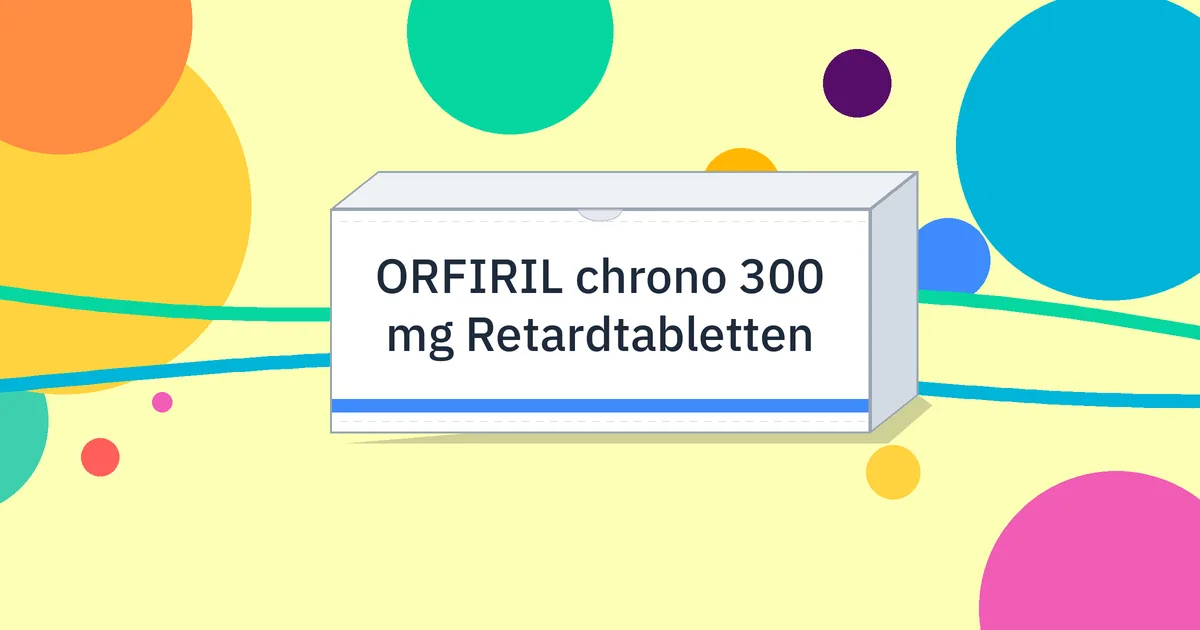 Symbolbild: Packung mit der Aufschrift ORFIRIL chrono 300 mg Retardtabletten (PZN 14308090) – Verfügbarkeit und Bezug in Apotheken in Frankfurt am Main