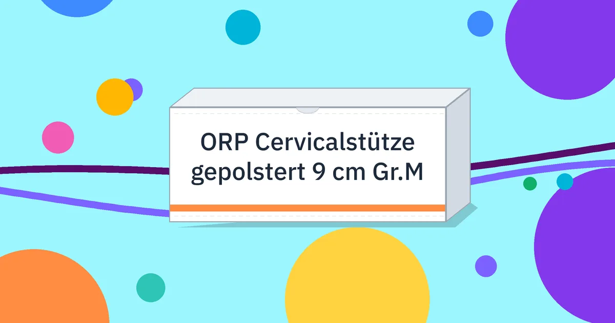 Symbolbild: Packung mit der Aufschrift ORP Cervicalstütze gepolstert 9 cm Gr.M (PZN 04902478) – Verfügbarkeit und Bezug in Apotheken in Frankfurt am Main