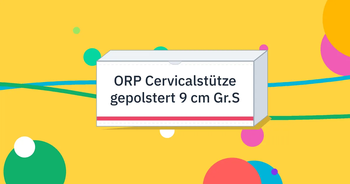 Symbolbild: Packung mit der Aufschrift ORP Cervicalstütze gepolstert 9 cm Gr.S (PZN 04902509) – Verfügbarkeit und Bezug in Apotheken in Frankfurt am Main