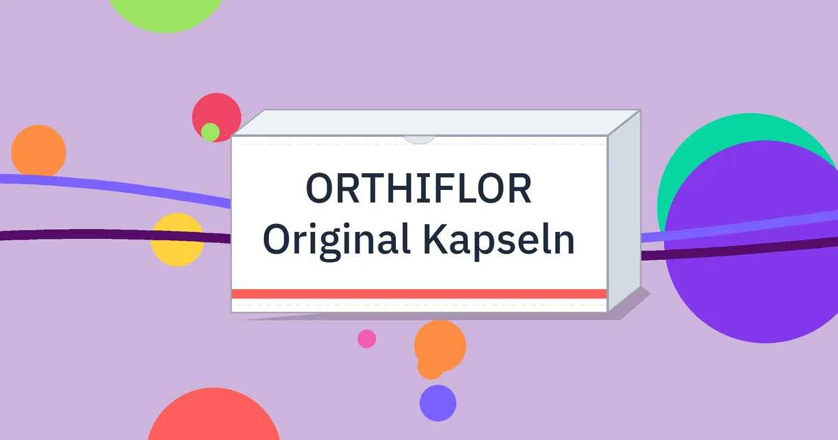 Symbolbild: Packung mit der Aufschrift ORTHIFLOR Original Kapseln (PZN 13838650) – Verfügbarkeit und Bezug in Apotheken in Frankfurt am Main