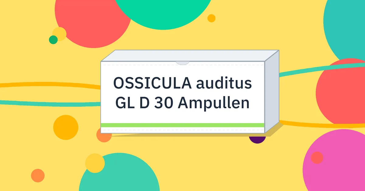 Symbolbild: Packung mit der Aufschrift OSSICULA auditus GL D 30 Ampullen (PZN 02944716) – Verfügbarkeit und Bezug in Apotheken in Frankfurt am Main