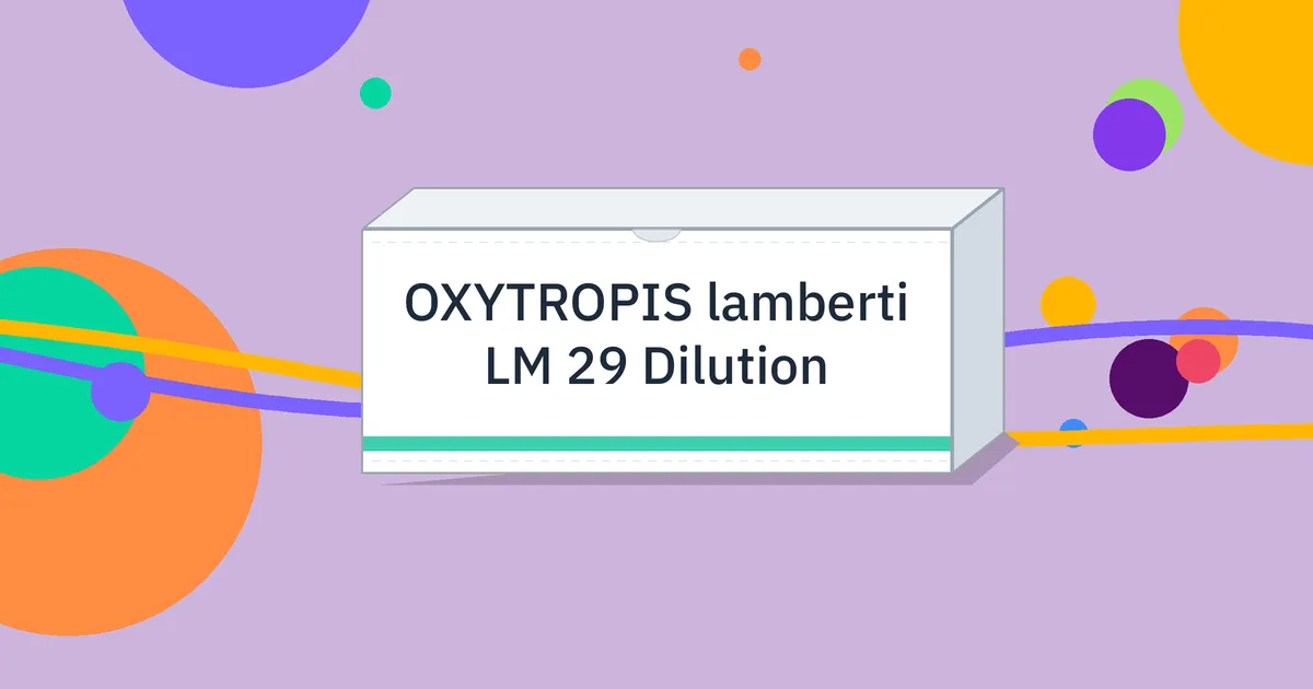 Symbolbild: Packung mit der Aufschrift OXYTROPIS lamberti LM 29 Dilution (PZN 13630085) – Verfügbarkeit und Bezug in Apotheken in Frankfurt am Main