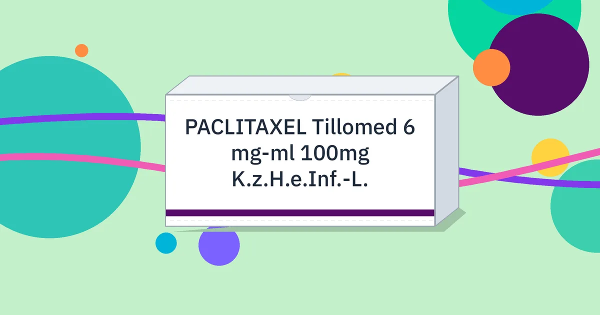 Symbolbild: Packung mit der Aufschrift PACLITAXEL Tillomed 6 mg-ml 100mg K.z.H.e.Inf.-L. (PZN 12571498) – Verfügbarkeit und Bezug in Apotheken in Frankfurt am Main