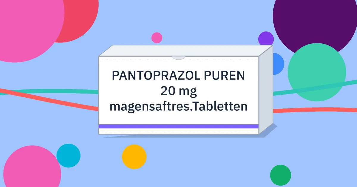 Symbolbild: Packung mit der Aufschrift PANTOPRAZOL PUREN 20 mg magensaftres.Tabletten (PZN 11357082) – Verfügbarkeit und Bezug in Apotheken in Frankfurt am Main