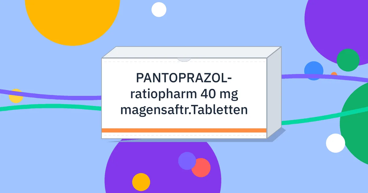 Symbolbild: Packung mit der Aufschrift PANTOPRAZOL-ratiopharm 40 mg magensaftr.Tabletten (PZN 07189733) – Verfügbarkeit und Bezug in Apotheken in Frankfurt am Main