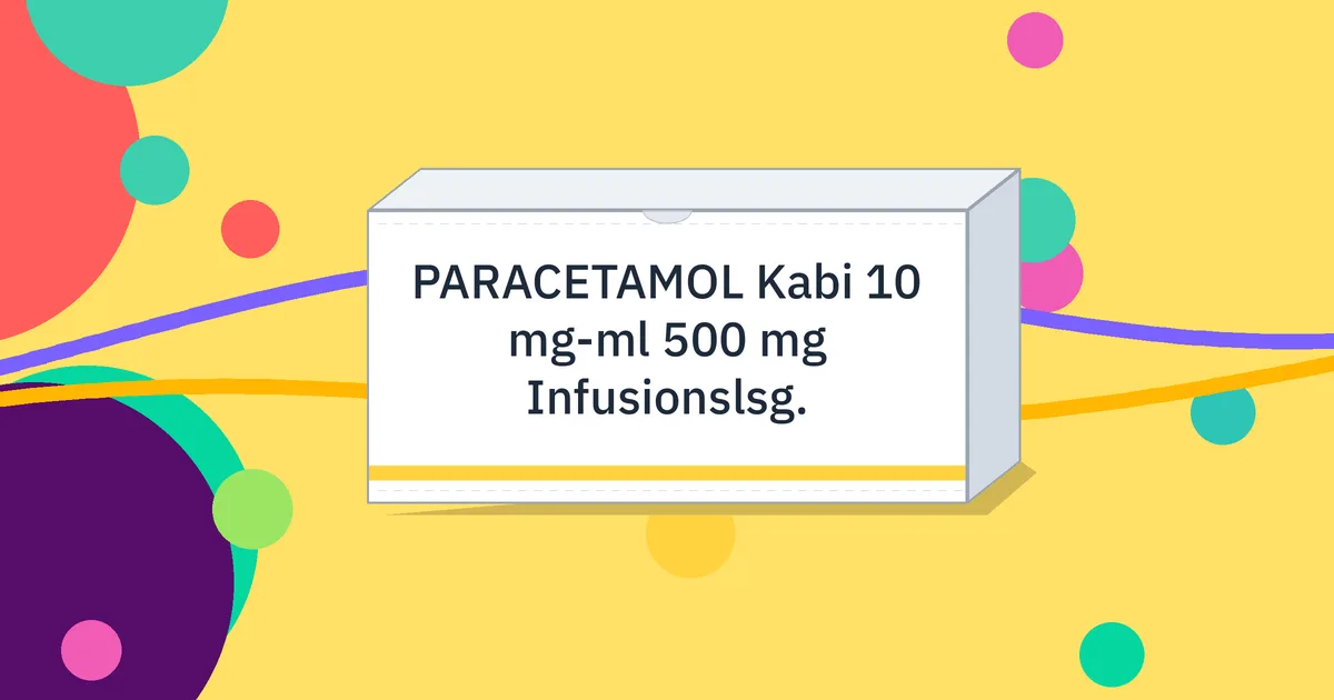 Symbolbild: Packung mit der Aufschrift PARACETAMOL Kabi 10 mg-ml 500 mg Infusionslsg. (PZN 07717178) – Verfügbarkeit und Bezug in Apotheken in Frankfurt am Main