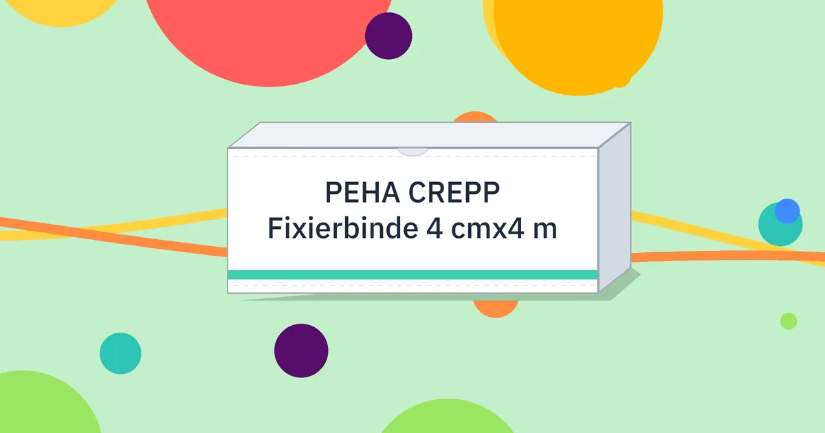 Symbolbild: Packung mit der Aufschrift PEHA CREPP Fixierbinde 4 cmx4 m (PZN 17452597) – Verfügbarkeit und Bezug in Apotheken in Frankfurt am Main