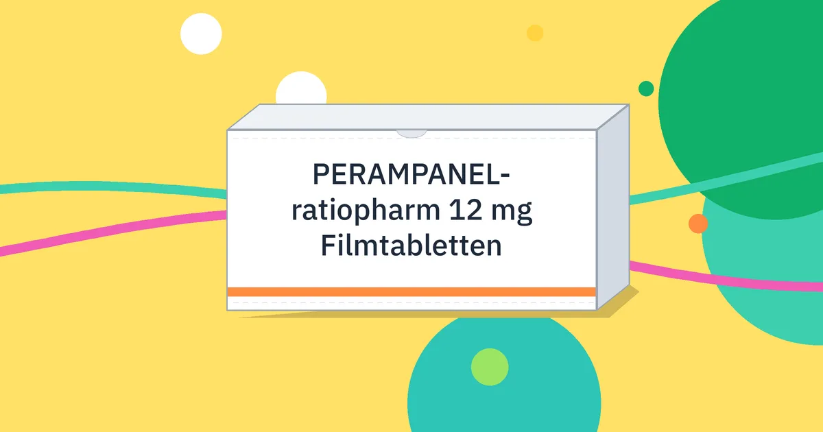 Symbolbild: Packung mit der Aufschrift PERAMPANEL-ratiopharm 12 mg Filmtabletten (PZN 20106924) – Verfügbarkeit und Bezug in Apotheken in Frankfurt am Main