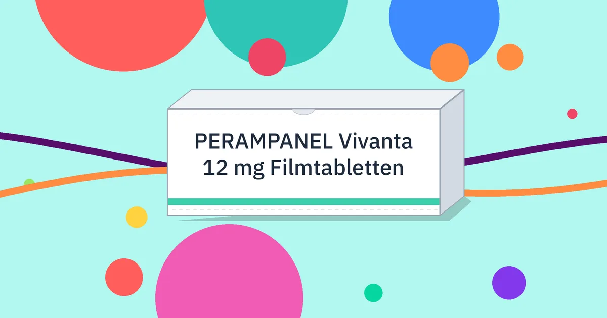 Symbolbild: Packung mit der Aufschrift PERAMPANEL Vivanta 12 mg Filmtabletten (PZN 20600512) – Verfügbarkeit und Bezug in Apotheken in Frankfurt am Main