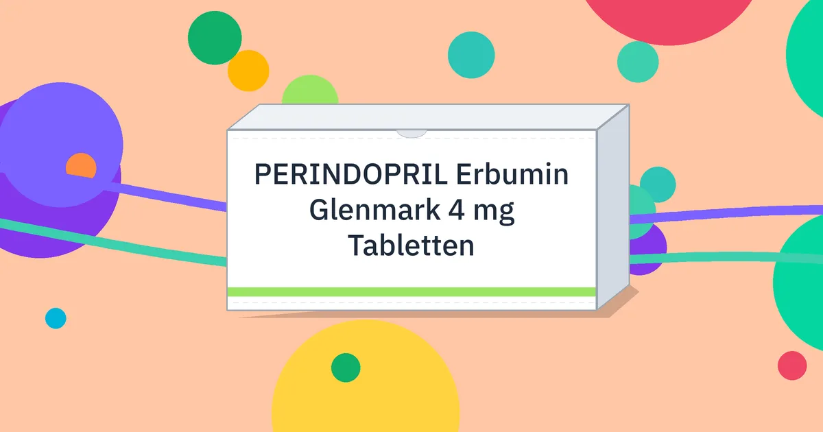 Symbolbild: Packung mit der Aufschrift PERINDOPRIL Erbumin Glenmark 4 mg Tabletten (PZN 09425801) – Verfügbarkeit und Bezug in Apotheken in Frankfurt am Main