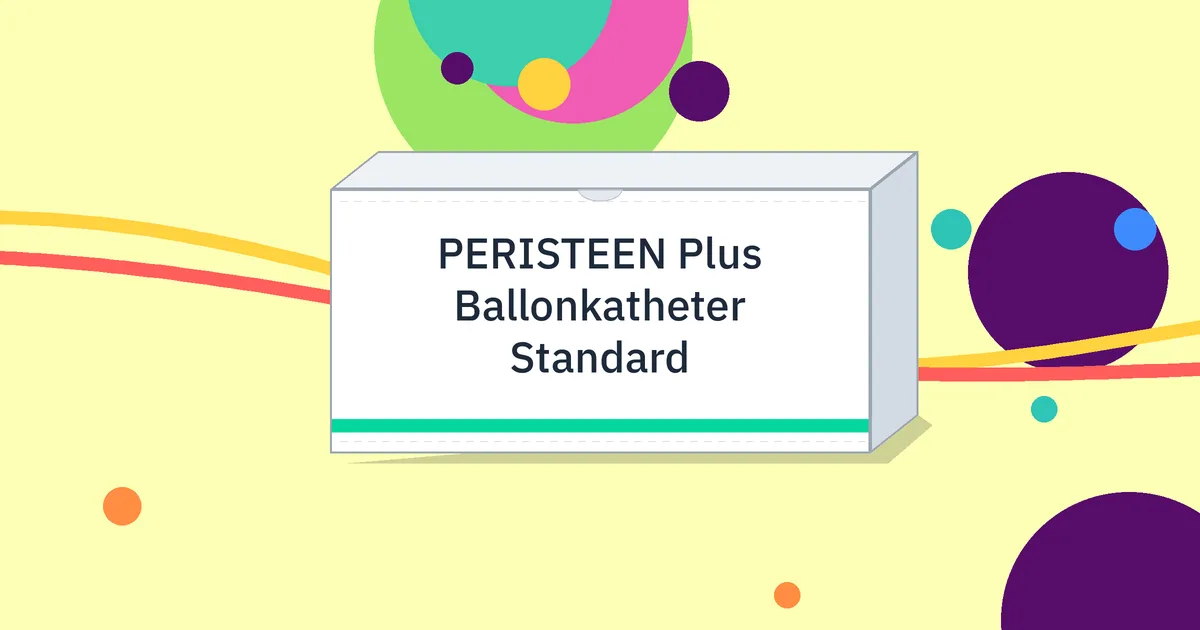 Symbolbild: Packung mit der Aufschrift PERISTEEN Plus Ballonkatheter Standard (PZN 17179322) – Verfügbarkeit und Bezug in Apotheken in Frankfurt am Main