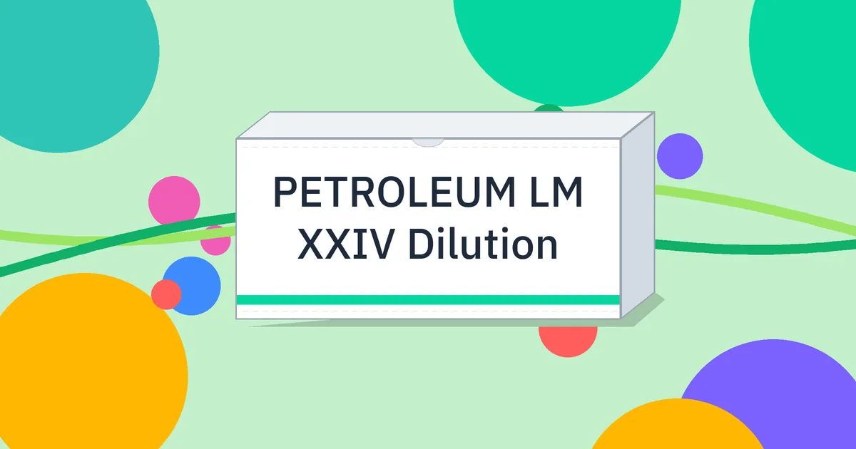 Symbolbild: Packung mit der Aufschrift PETROLEUM LM XXIV Dilution (PZN 02821557) – Verfügbarkeit und Bezug in Apotheken in Frankfurt am Main